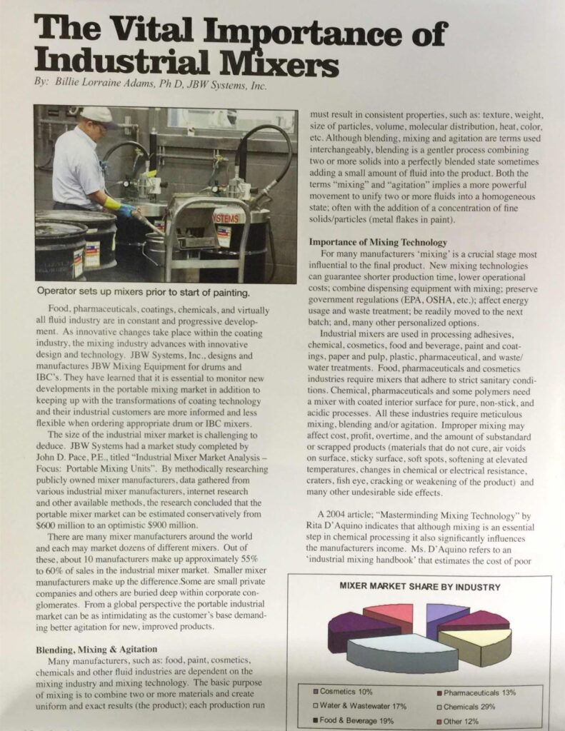 The Vital Importance of Industrial Mixers - JBW Systems